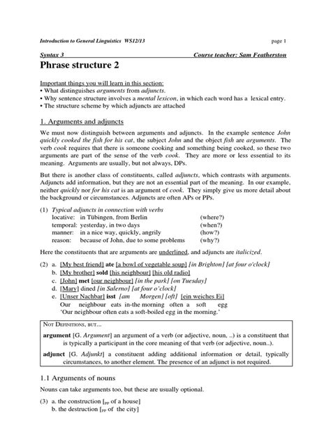 Introduction To General Linguistics Syntax Pdf Lexical Semantics Phrase