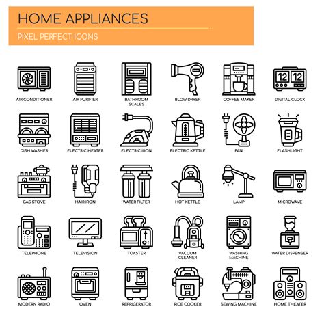 Home Appliances Thin Line Icons Vector Art At Vecteezy