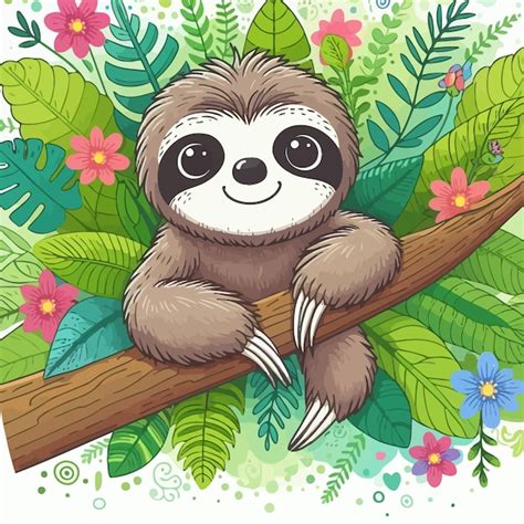 Premium Vector Sloth Cute Vector