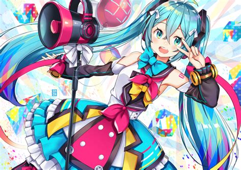 Safebooru 1girl 39 Ahoge Aqua Eyes Aqua Hair Bow Detached Sleeves