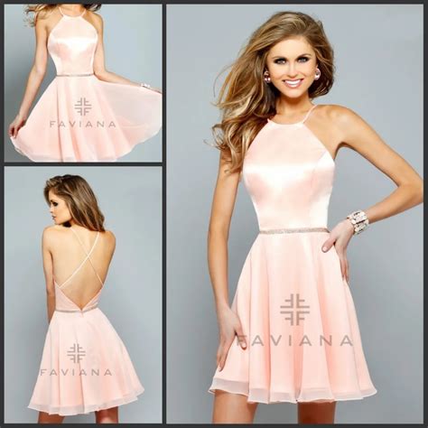 Pink Short Prom Dresses Halter Backless Chiffon A Line Homecoming Dresses Sexy Open Back