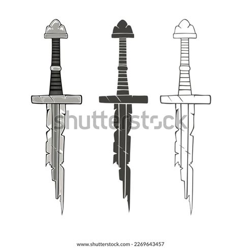Viking Broken Sword Vector Illustration Isolated Stock Vector Royalty