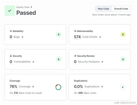 Android代码质量管理平台搭建使用jacoco生成代码覆盖率报告，然后将报告传递给sonarqube进行分析。son 掘金