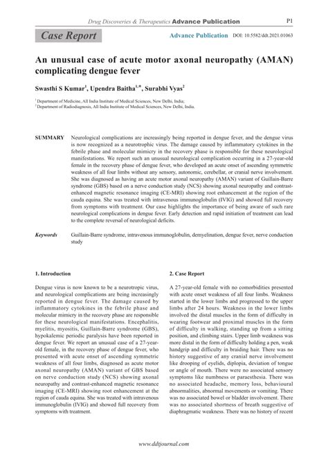 Pdf An Unusual Case Of Acute Motor Axonal Neuropathy Aman