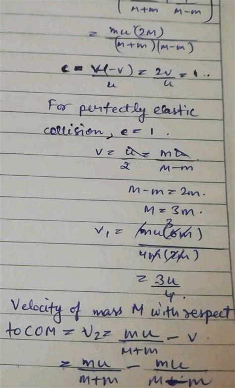 a particle of mass m with initial velocity u makes a perfect elastic