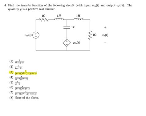 Solved 4 Find The Transfer Function Of The Following