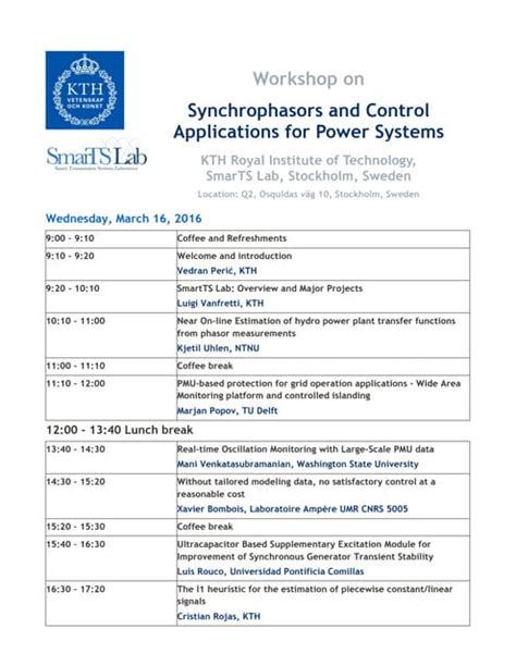 Workshop On Synchrophasors And Control Applications For Power Systems Pdf