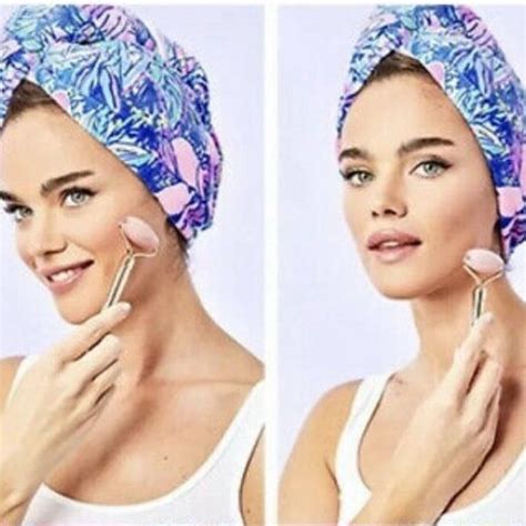 Lilly Pulitzer Self Care Got Your Back Rose Quartz Roller Hair Wrap Spa