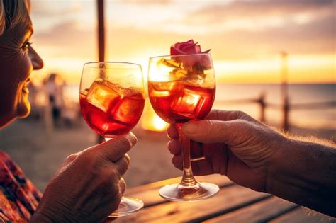 Premium Ai Image Seniors Toast With Cocktails On Beach