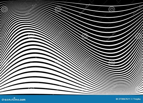 Wavy Lines Pattern With 3d Illusion And Twisting Movement Effect Stock