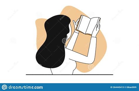 Woman Reading Book Vector Concept Illustration Education Character And