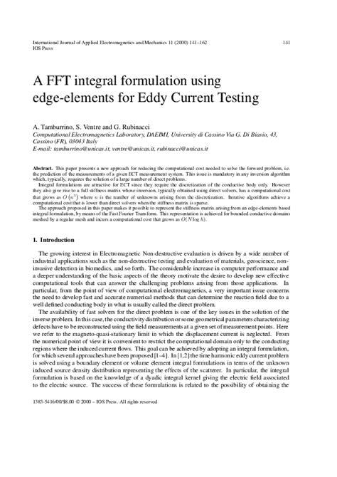 Pdf A Fft Integral Formulation Using Edge Elements For Eddy Current Testing