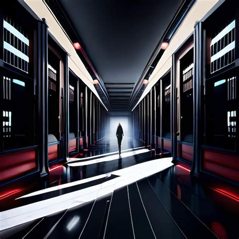 Premium Photo A Man Walks In A Hallway With A Man In A Suit On The Floor
