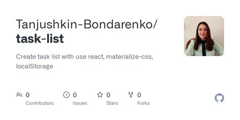 Github Tanjushkin Bondarenko Task List Create Task List With Use
