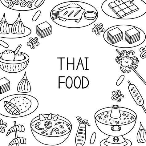 Premium Vector Thai Food Doodle Set Asian Cuisine Tom Yum Fried Ice