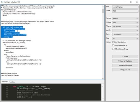 WxPython Highlight Frontend