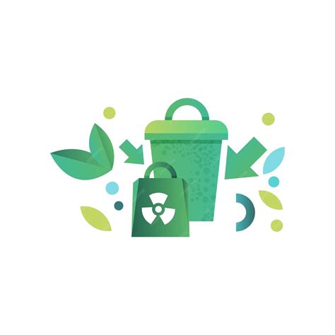 Premium Vector Green Recycle Bin And Paper Bag With Recycle Symbol