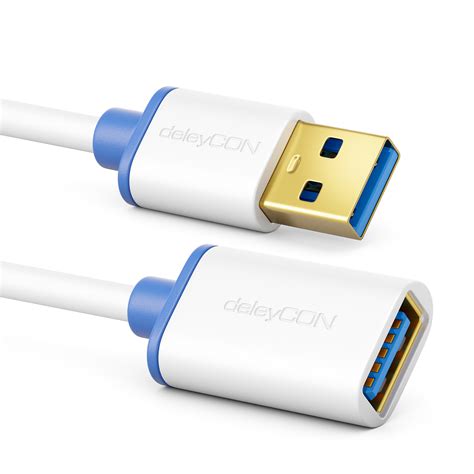 deleyCON USB 3.0 Super Speed Verlängerungskabel - USB A-Stecker zu USB ...