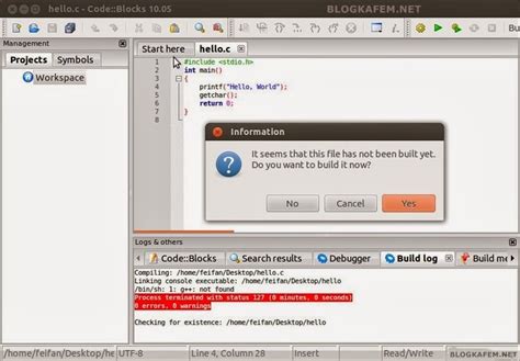 ubuntu da codeblocks derleme sorunu ve Çözümü blogkafem