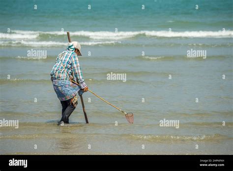 Fischer Am Khao Tao Strand Südlich Von Hua Hin In Prachuap Khiri Khan