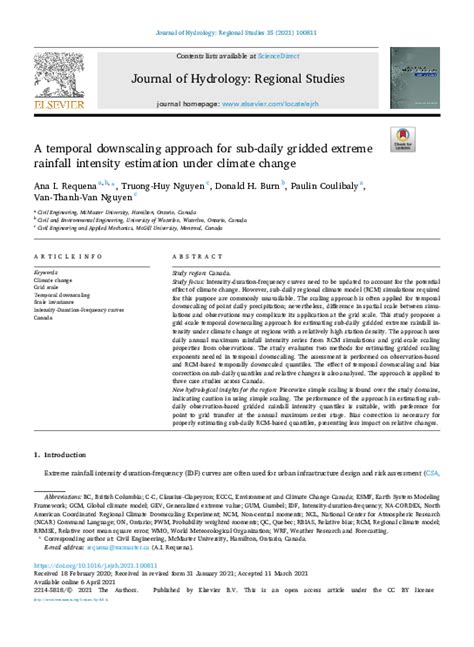 Pdf A Temporal Downscaling Approach For Sub Daily Gridded Extreme