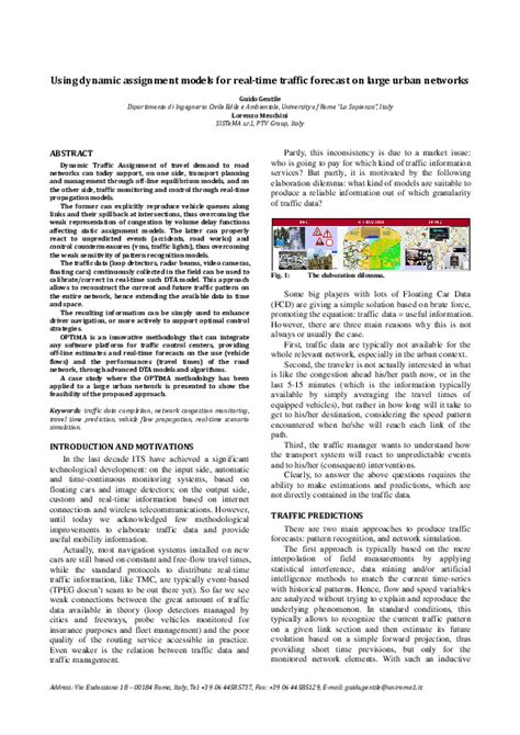 Pdf Using Dynamic Assignment Models For Real Time Traffic Forecast On