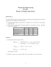 Exam Sample Pdf Financial Engineering IE Exam Sample Questions Question Calculate