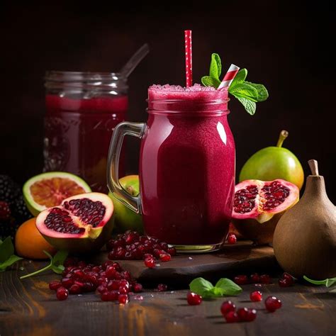 Premium Photo Red Smoothie With Ingredients