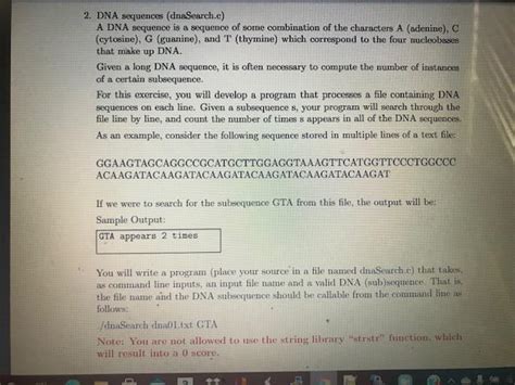 Solved DNA Sequences DneSearch C A DNA Sequence Is A Chegg Com