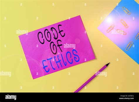 Writing Note Showing Code Of Ethics Business Concept For Basic Guide