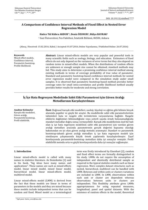 Pdf A Comparison Of Confidence Interval Methods Of Fixed Effect In
