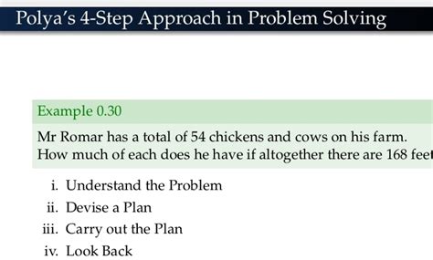 Solved Polyas 4 Step Approach In Problem Solving Example 030 Mr