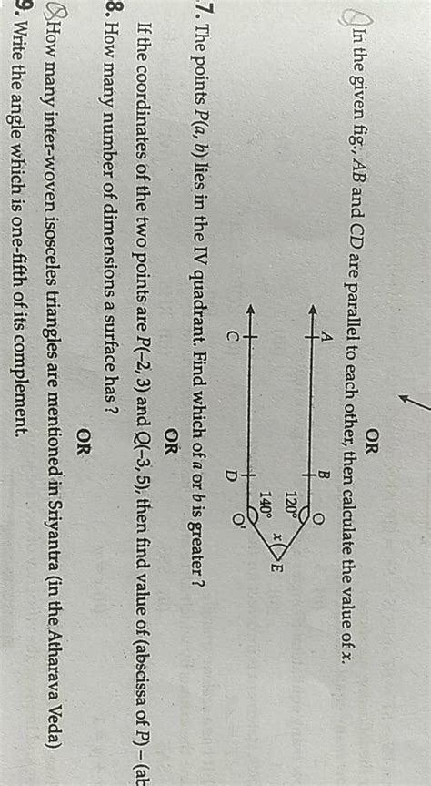 ORIn The Given Fig AB And CD Are Parallel To Each Other Then Calculat