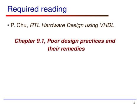 Non Synthesizable Vhdl Poor Design Practices Ppt Download