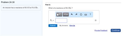 Solved Problem 24 30 Part A An Inductor Has A Reactance Of