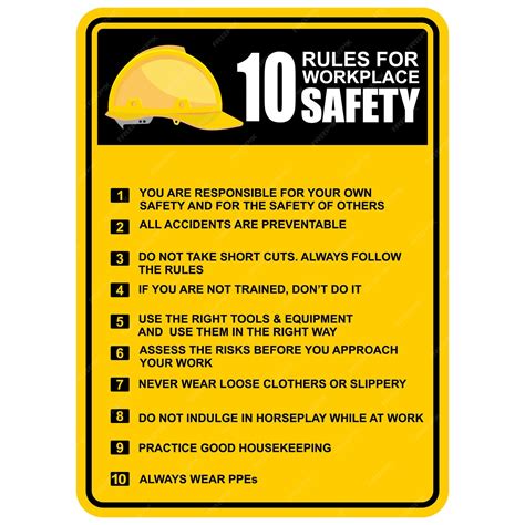 Premium Vector 10 Rules For Workplace Safety Sign Vector