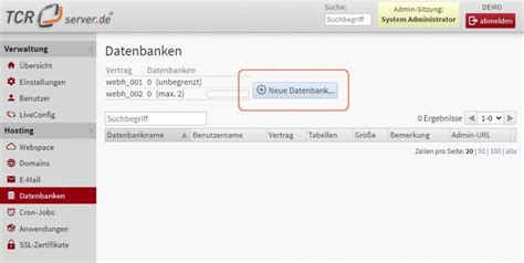 Mysqlmariadb Datenbank Anlegen Tcrserverde Wissensdatenbank