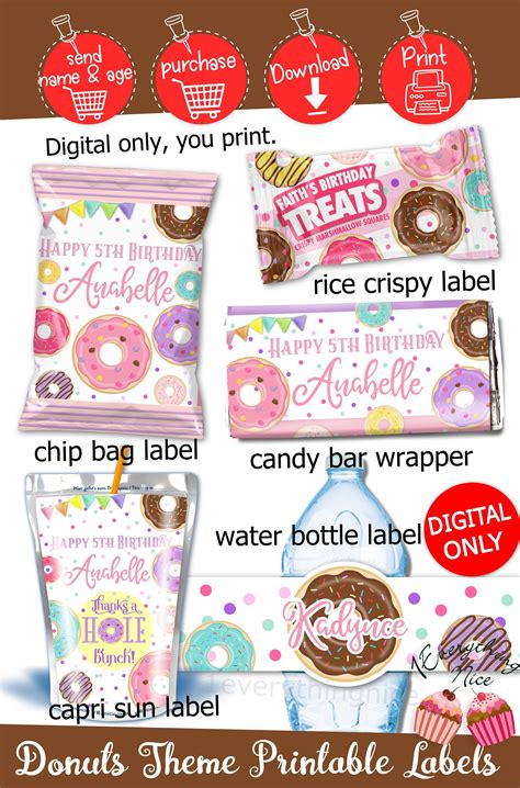 Printable Donut Candy Bar Wrapper Labels Donut Birthday Party