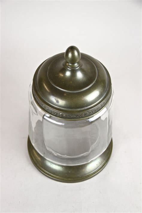 Art Nouveau Candy Glass Jar Or Punch Bowl With Lid Austria Circa 1910