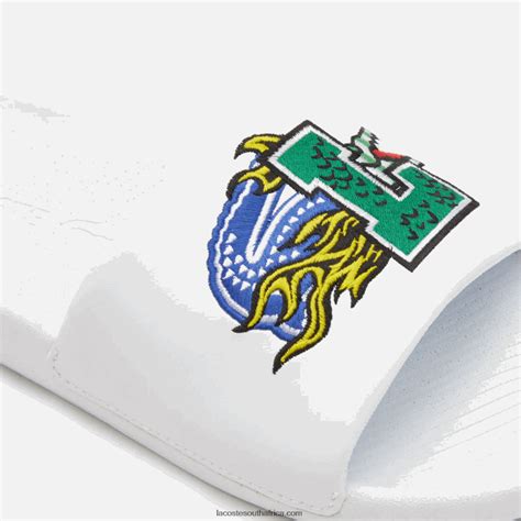 Men Lacoste White Green 082 Croco Synthetic Slides Tj8x401768