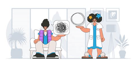 주제 도움말 절망감과 절망감에 사로 잡힌 사람 심리학자 의사는 얽힌 생각을 풀어냅니다 환자는 혼란 스럽다는 것을 보여줍니다