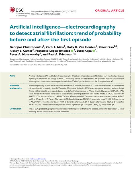 Pdf Artificial Intelligence Electrocardiography To Detect Atrial Fibrillation Trend Of
