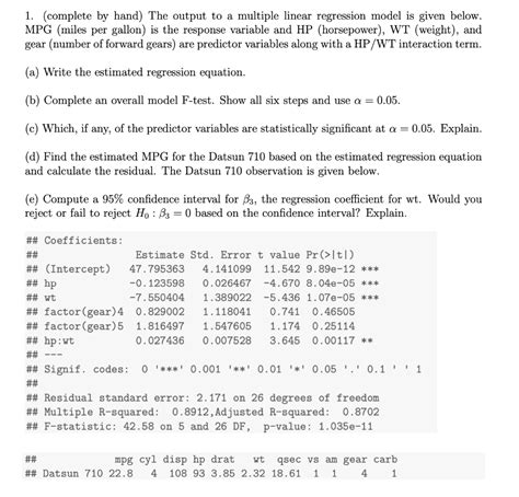 Solved Complete By Hand The Output To A Multiple Linear Chegg