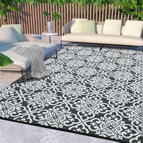 Hugear 5x8 Reversible Outdoor Mats Waterproof Patio Rugs Plastic