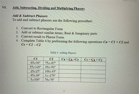 solved add subtracting dividing and multiplying phasors