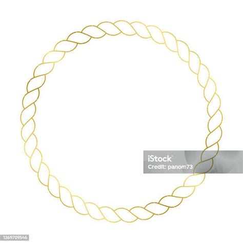 흰색 배경에 고립 된 그림자와 골드 빛나는 빈티지 로프 서클 프레임 골드 사실적 사각형 테두리 벡터 일러스트레이션 0명에 대한 스톡 벡터 아트 및 기타 이미지 Istock
