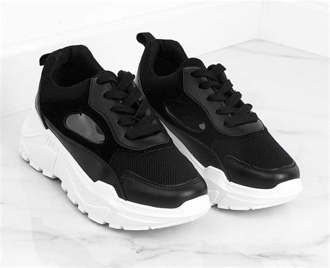 Sportowe Czarne Sneakersy Trampki Na Grubej Podeszwie Jester Stili