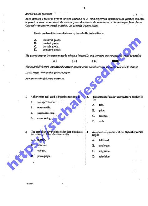 Waec Marketing Objective Questions And Answers Past Questions Question And Answer Answers