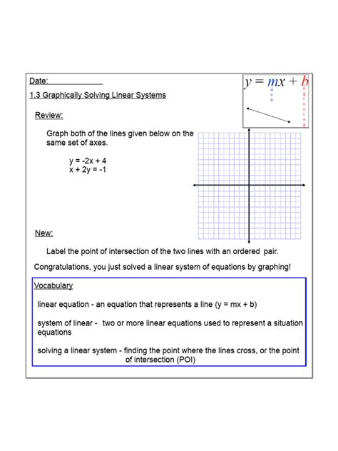 Mpm 2d 13 Graphically Solving Linear Systems Pdf Teaching Methods