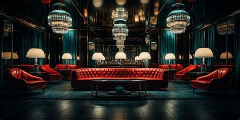 Premium Photo Classic Cocktail Lounge With Plush Velvet Seating